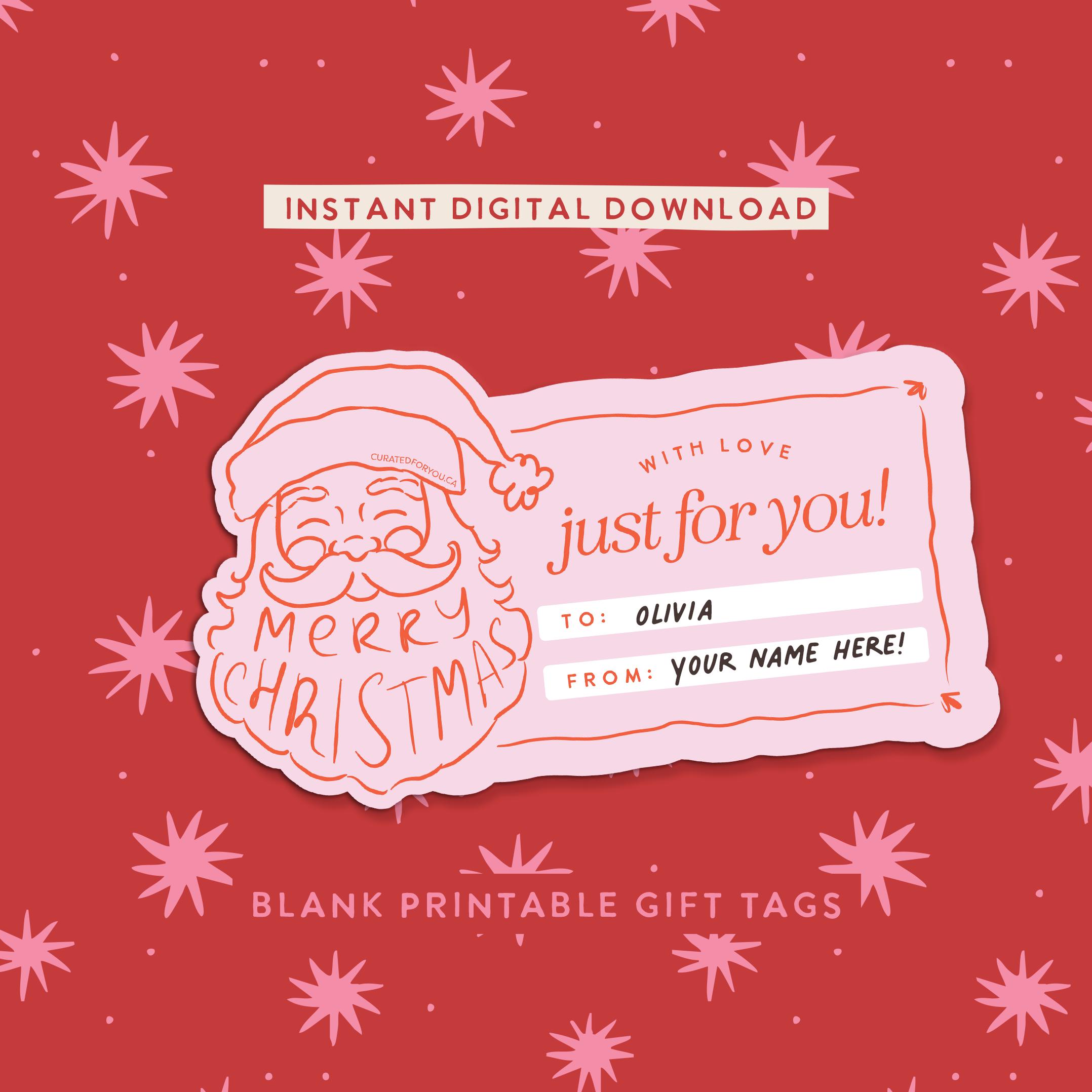 Printable Christmas Gift Tags - Customizable Pink Gift Labels - Etsy
