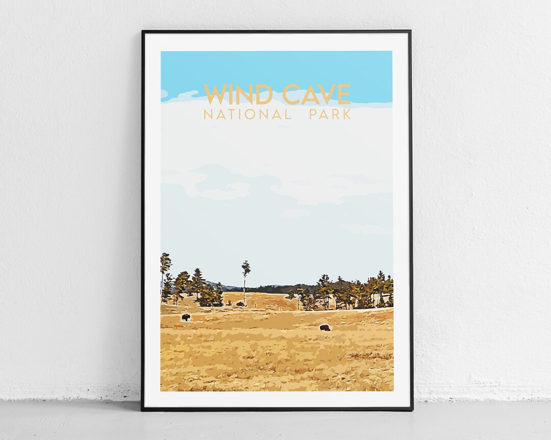 Wind Cave Print - National Park Service - Modern Travel Poster - Office ...