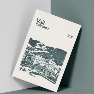Vail Colorado Poster - Minimalist Wall Art - Ski Colorado - Ski Resort ...