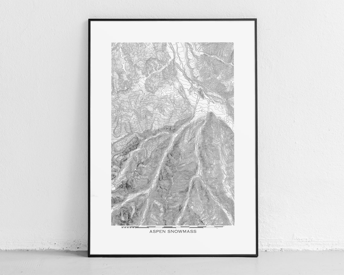 Aspen Snowmass Topography Print Ski Colorado Topo Maps - Etsy