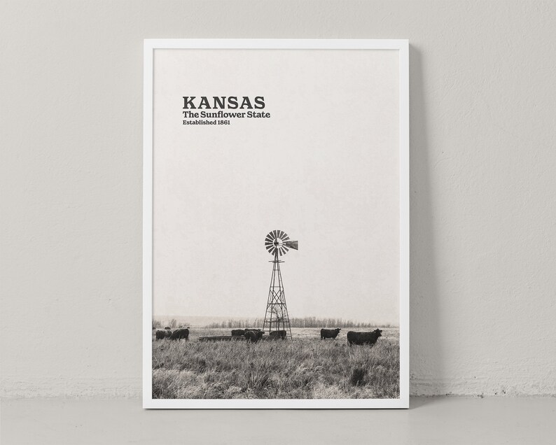 Kansas Poster Kansas Print Kansas Wall Art Kansas - Etsy