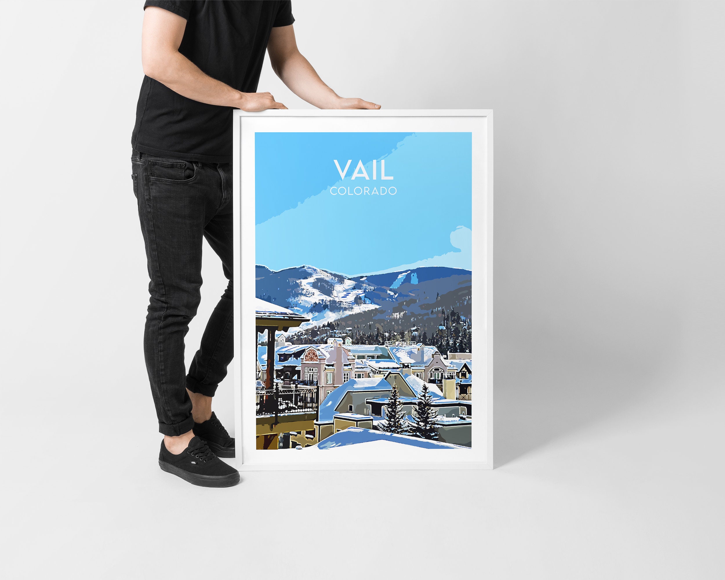 Vail Travel Print Colorado Original Illustration Home | Etsy