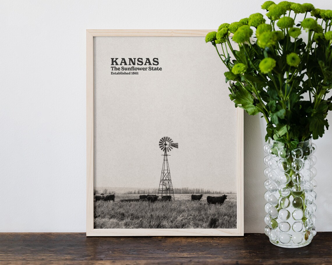 Kansas Poster Kansas Print Kansas Wall Art Kansas - Etsy