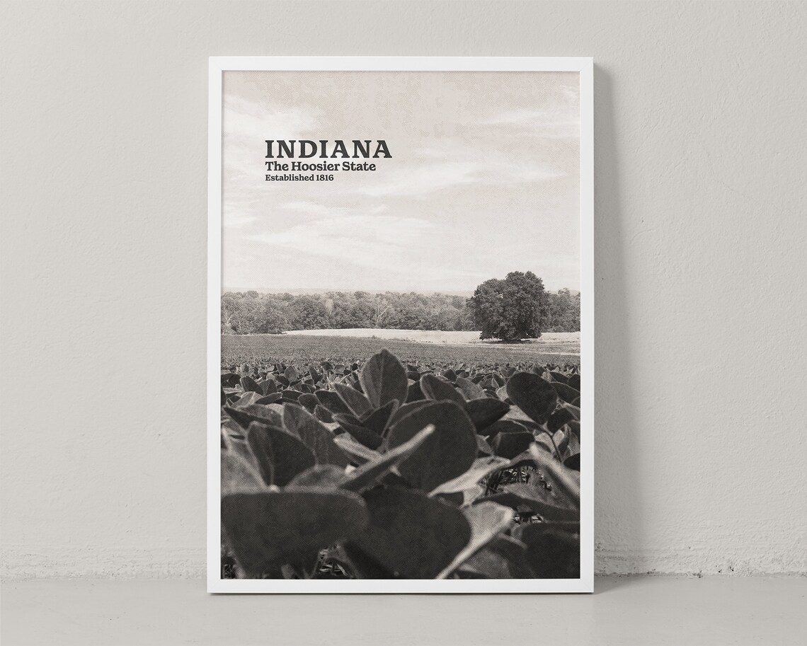 Indiana Poster Indiana Print Indiana Wall Art Indiana - Etsy