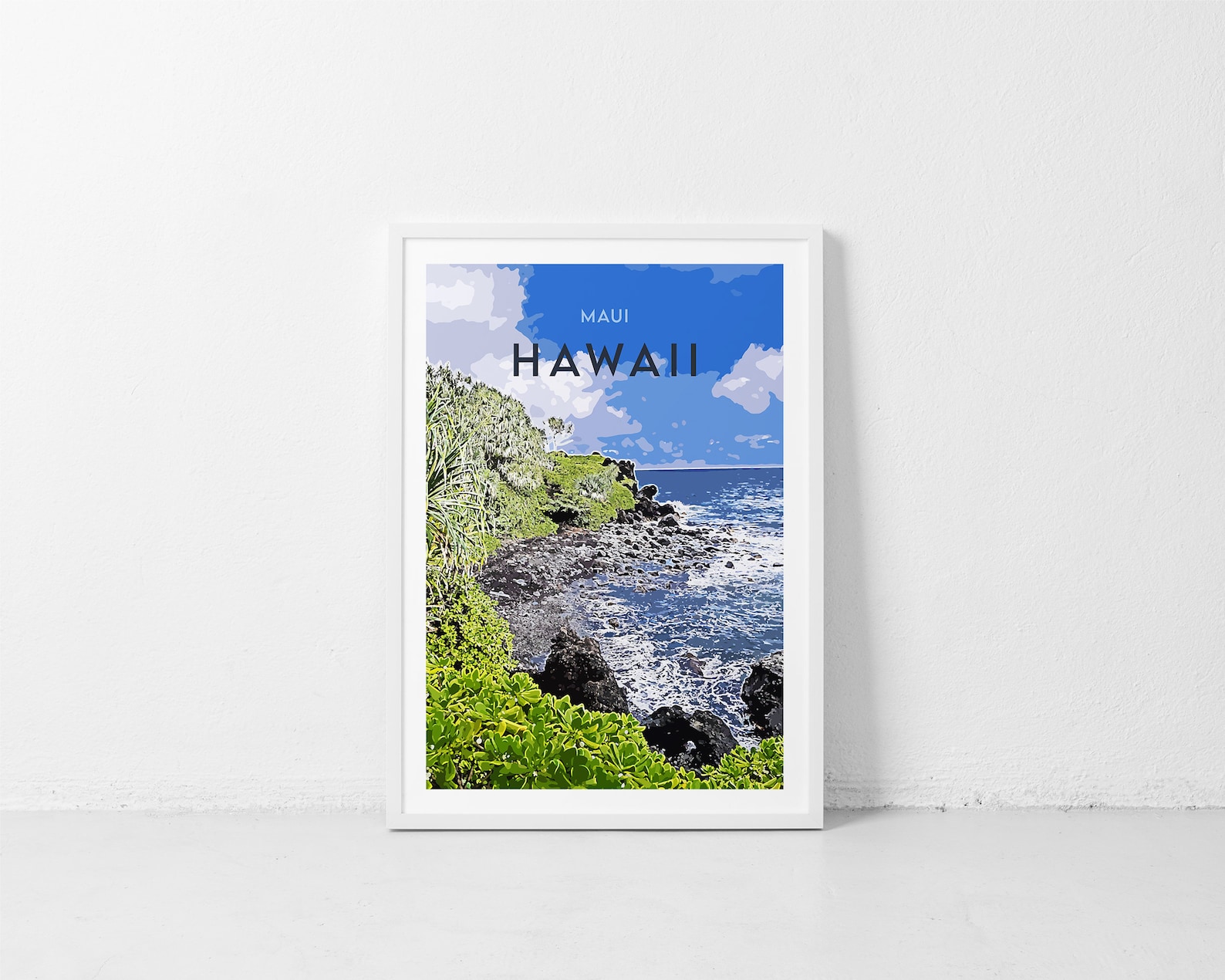 Hawaii Travel Print Maui Original Illustration Vintage | Etsy