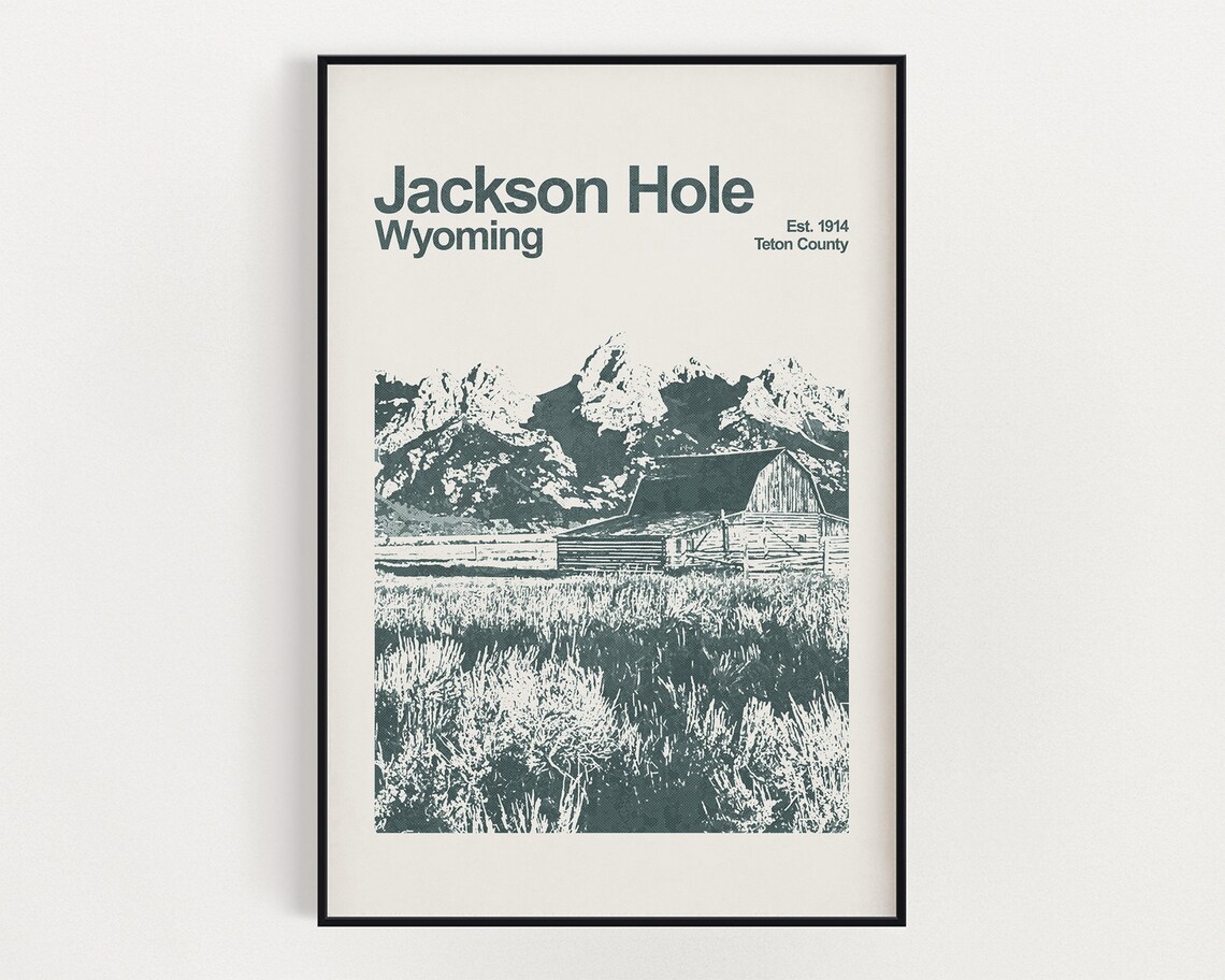 Jackson Hole Wyoming Poster Minimalist Wall Art | Etsy