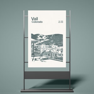 Vail Colorado Poster - Minimalist Wall Art - Ski Colorado - Ski Resort ...