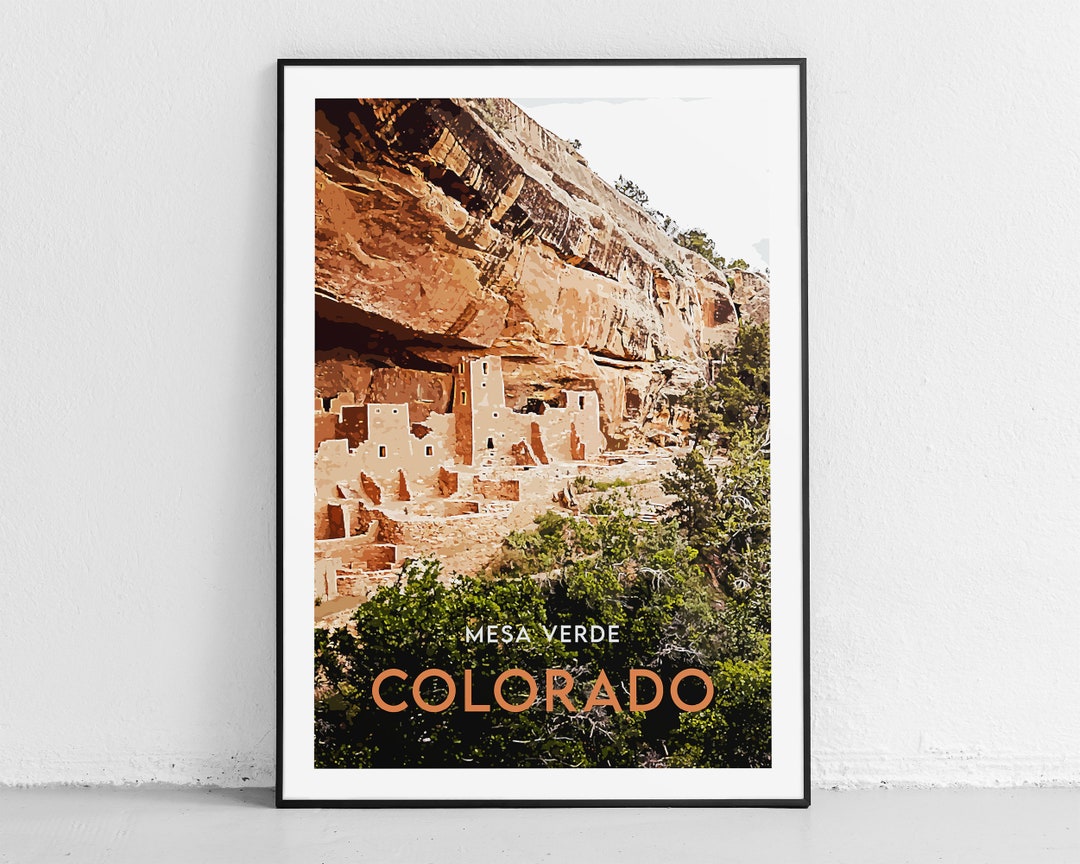 Colorado Travel Print - Mesa Verde - Original Illustration - Vintage ...