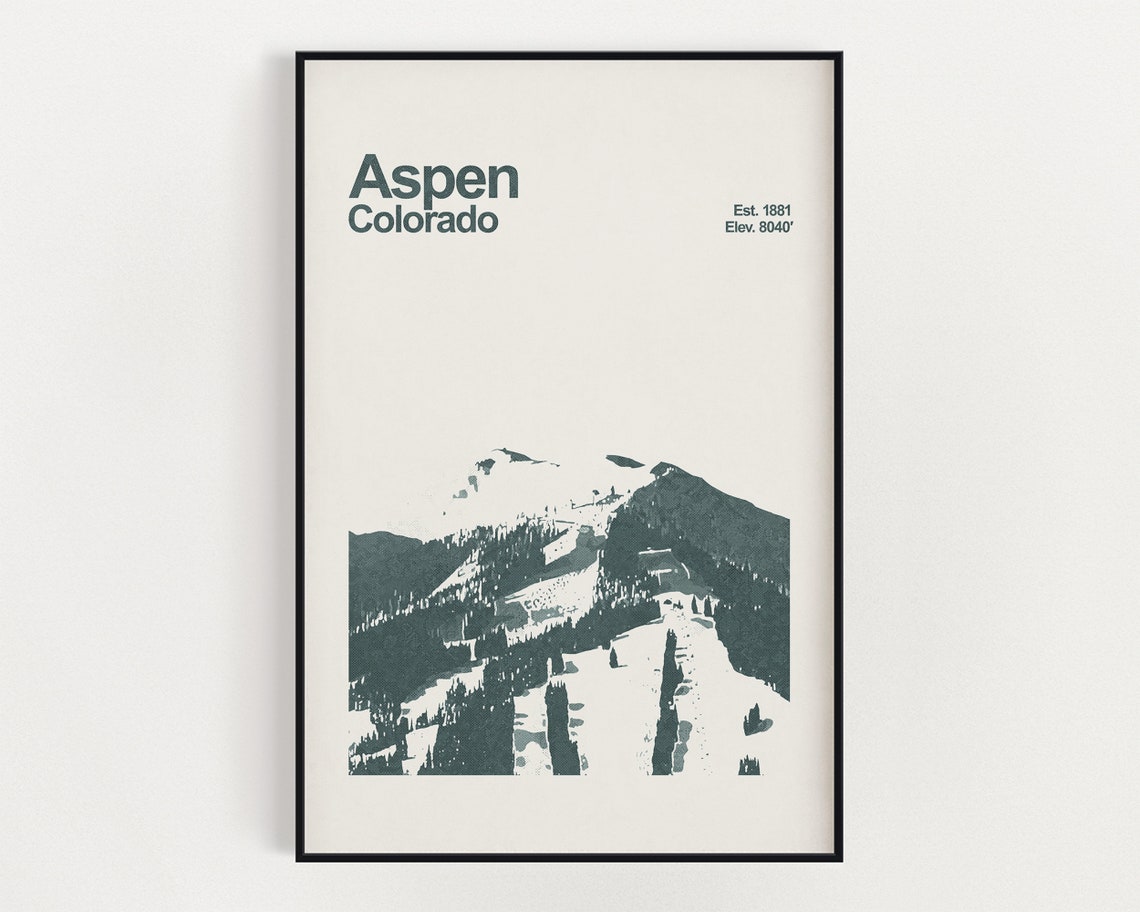 Aspen Colorado Poster Minimalist Wall Art Ski Colorado | Etsy
