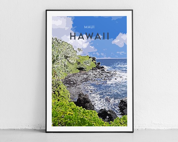 Hawaii Travel Print Maui Original Illustration Vintage - Etsy