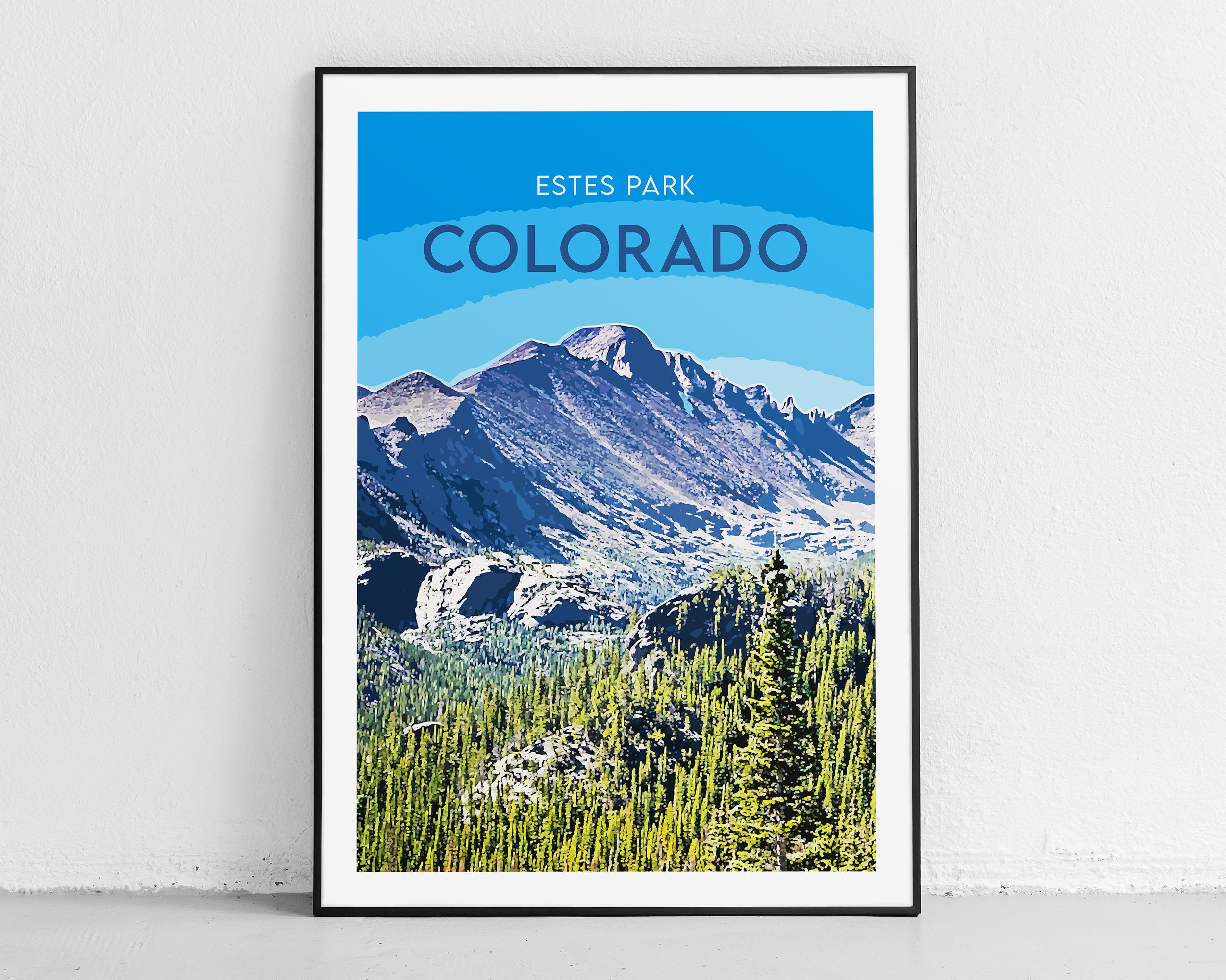 Colorado Travel Print Estes Park Original Illustration | Etsy