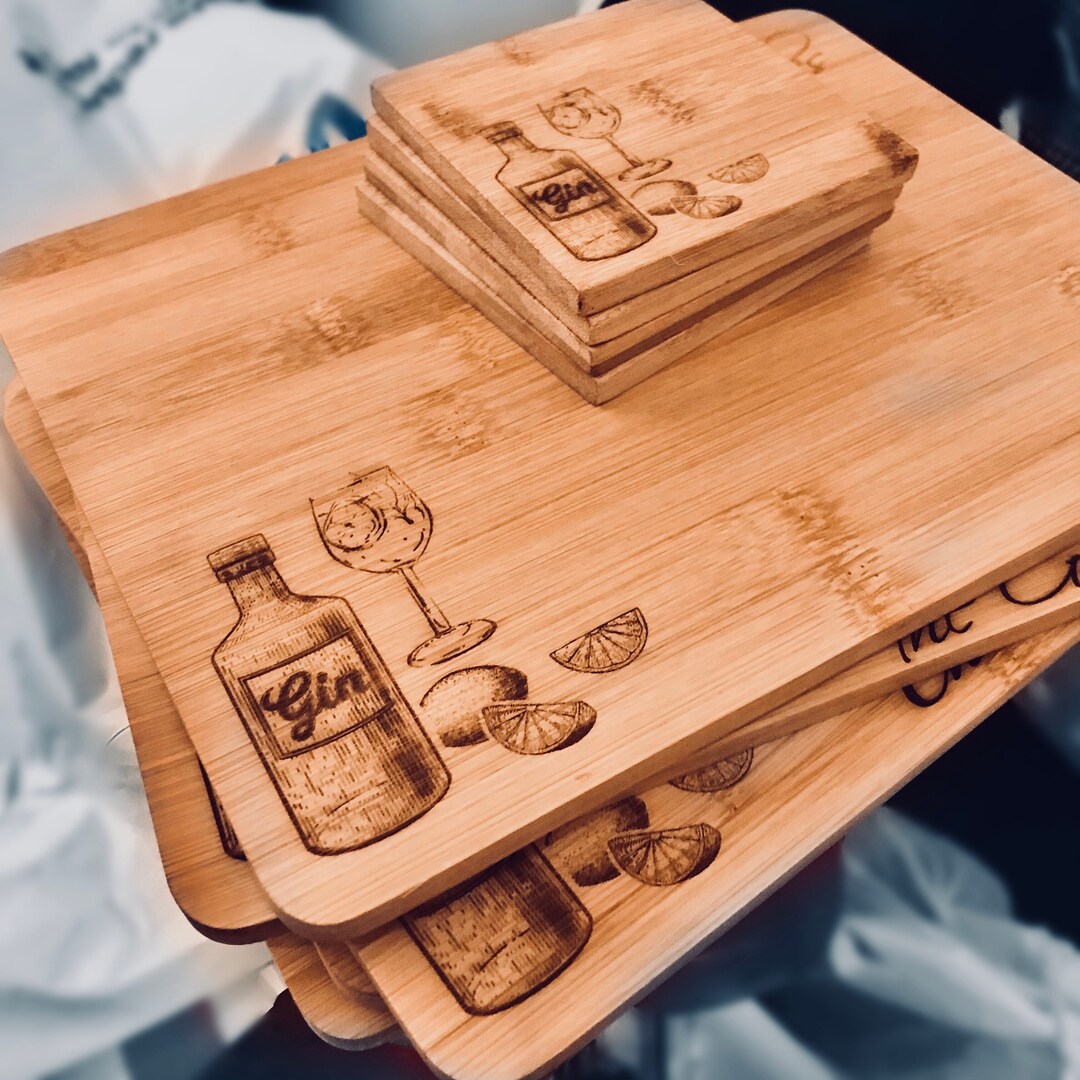 Cocktail Chopping Board and Four Coasters - Etsy