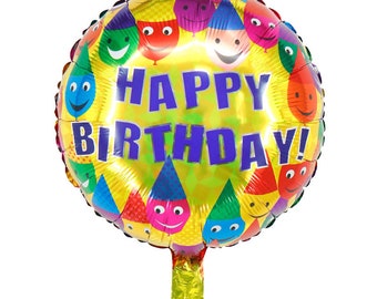Happy Birthday Mylar Balloon 18in Round Aluminum Inflated - Etsy
