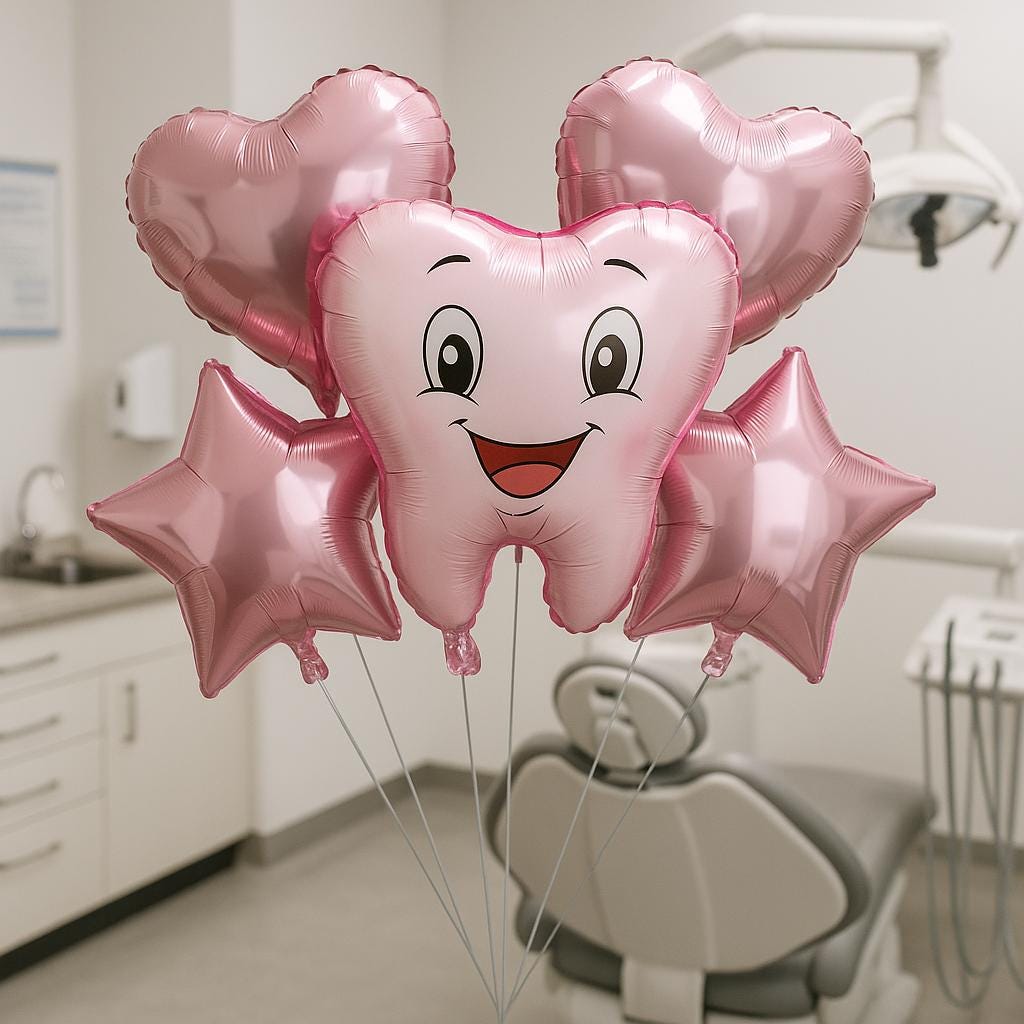Pink Tooth Balloon Set - Tooth Shaped Balloon, 18" Pink Star and Heart ...