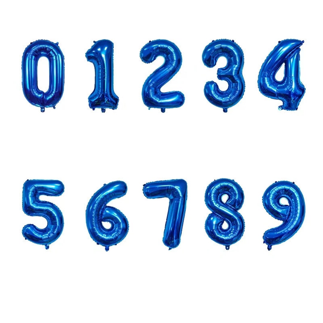 Blue Numbers Balloon Large Number Blue Mylar Foil Balloons - Etsy