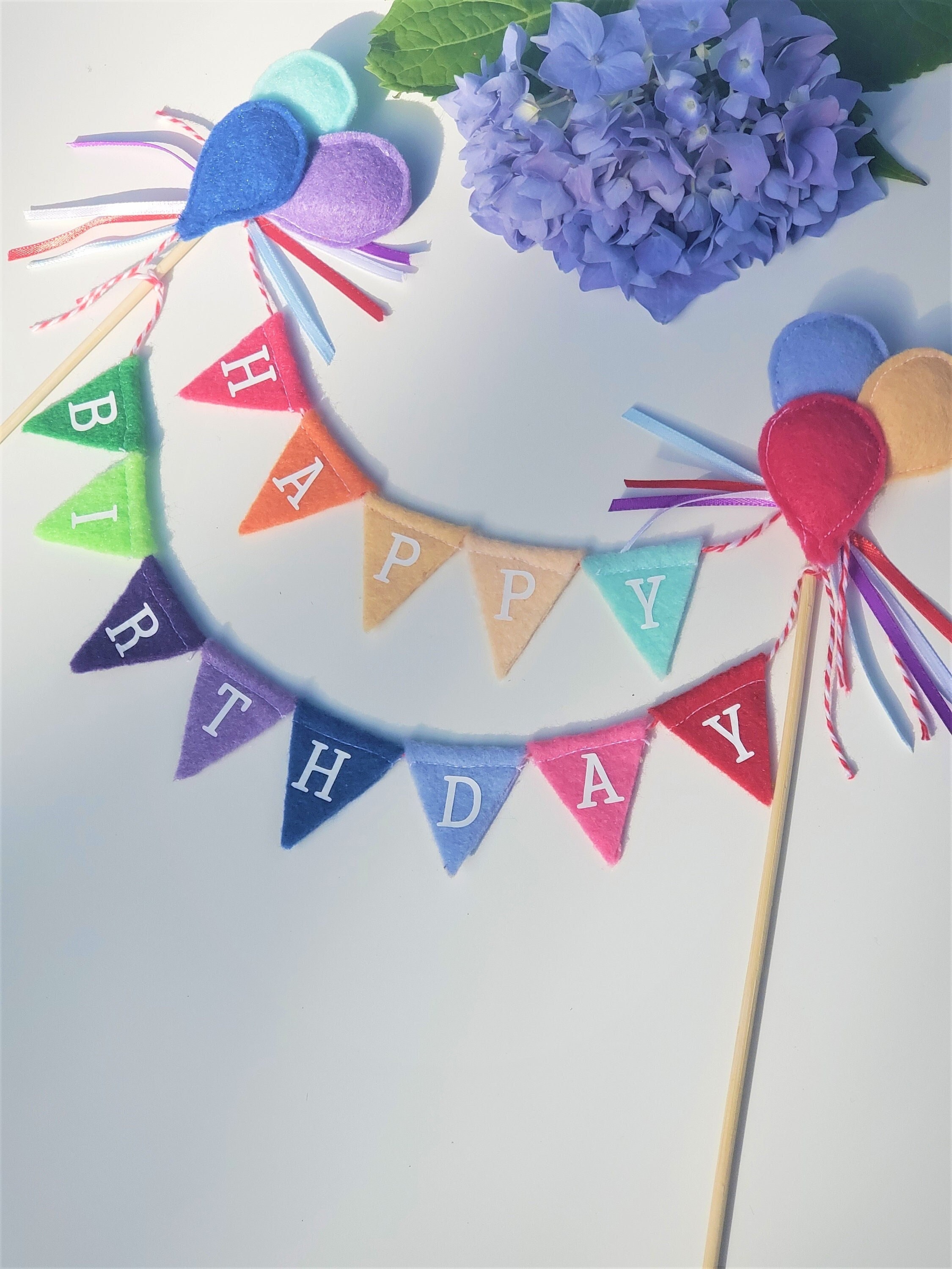 Birthday Banner Cake Topper Birthday Balloon Cake Topper - Etsy