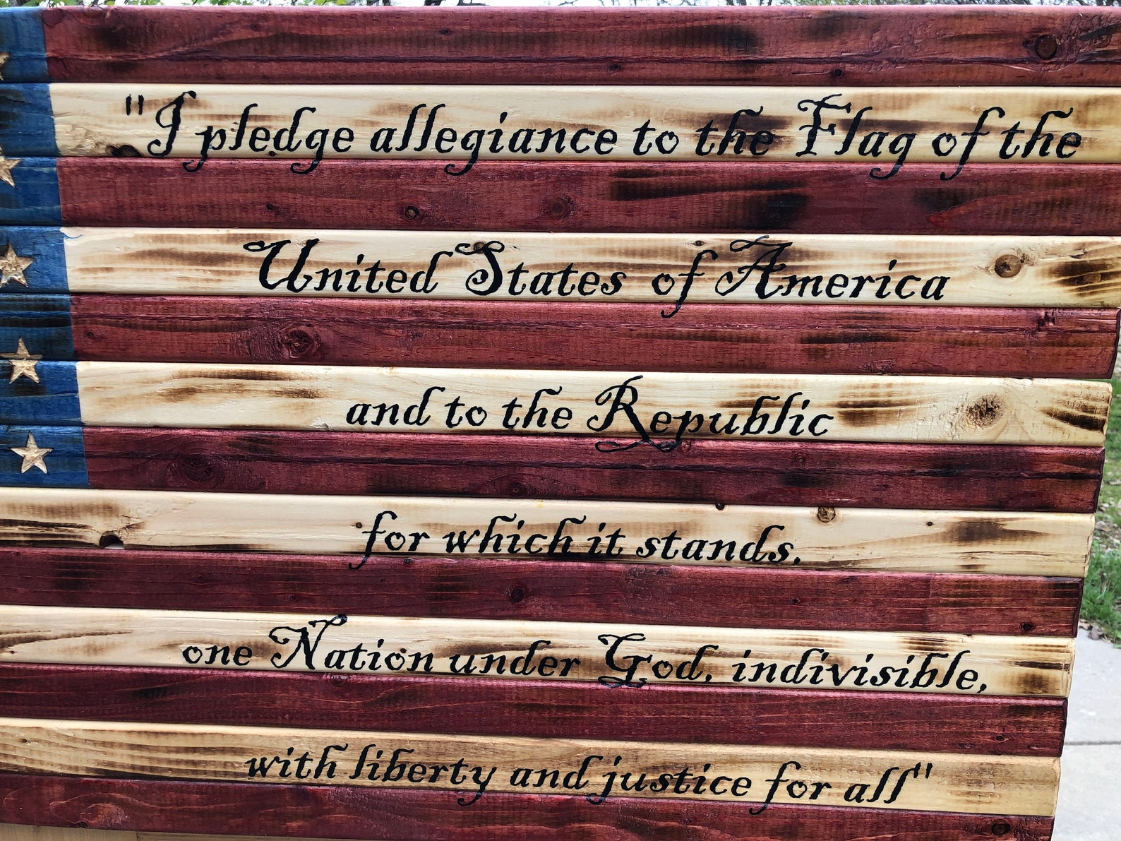 Pledge of Allegiance Rustic Wooden American Flag - Etsy