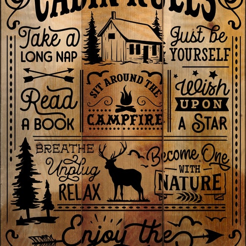 Cabin Rules Wooden Sign Cabin Rules Distressed Sign Cabin - Etsy