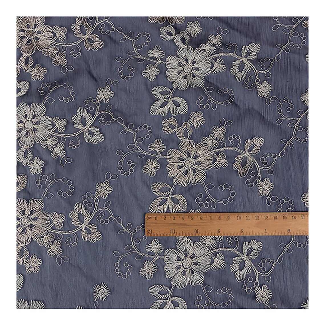 Soft Imitation Silk Chiffon Gold Thread Flower Embroidery, Floral ...