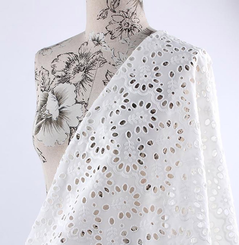 3colors cotton Eyelet Flower Fabric Flower Fabric Embroidery - Etsy