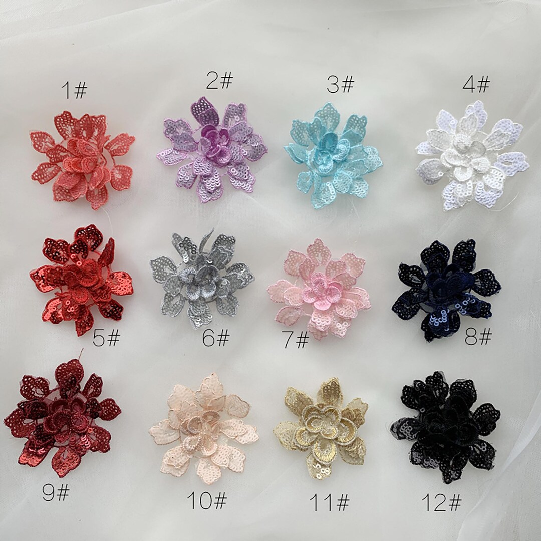 2 Pieces，multicolor，3d Sequin Embroidery Lace Flowers，accessories ...