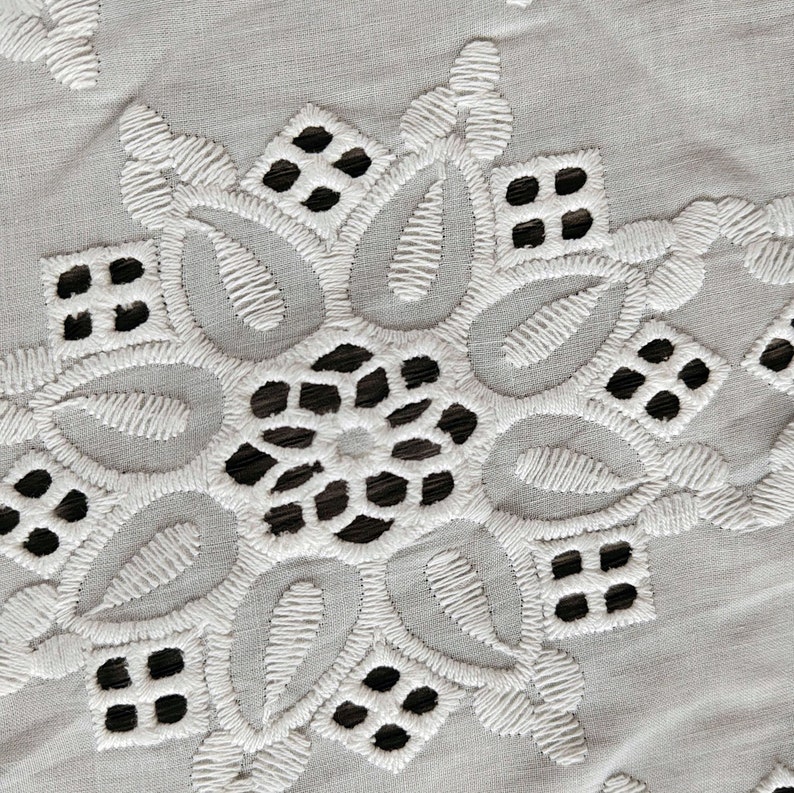 Whitecotton Eyelet Flower Fabric Flower Fabric Embroidery - Etsy
