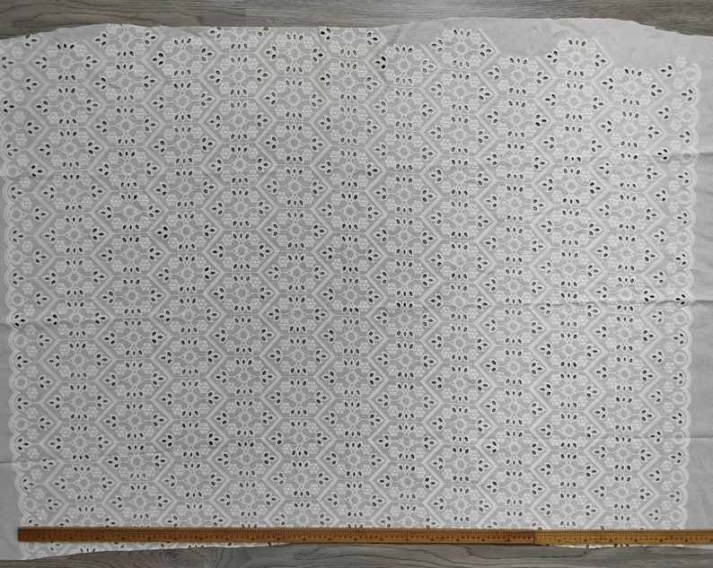 White cotton Eyelet Flower Fabric Embroidered Cotton Lacediy Sewing ...