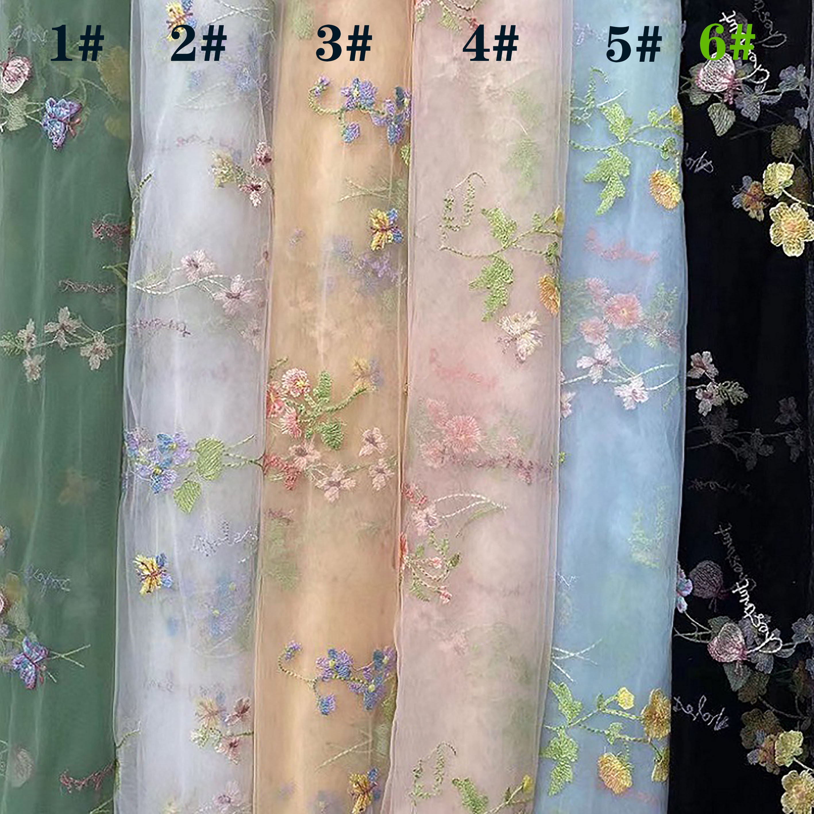 Vintage Flowers Embroidered Sheer Fabric , Multicolor Floral Lace, 3d ...