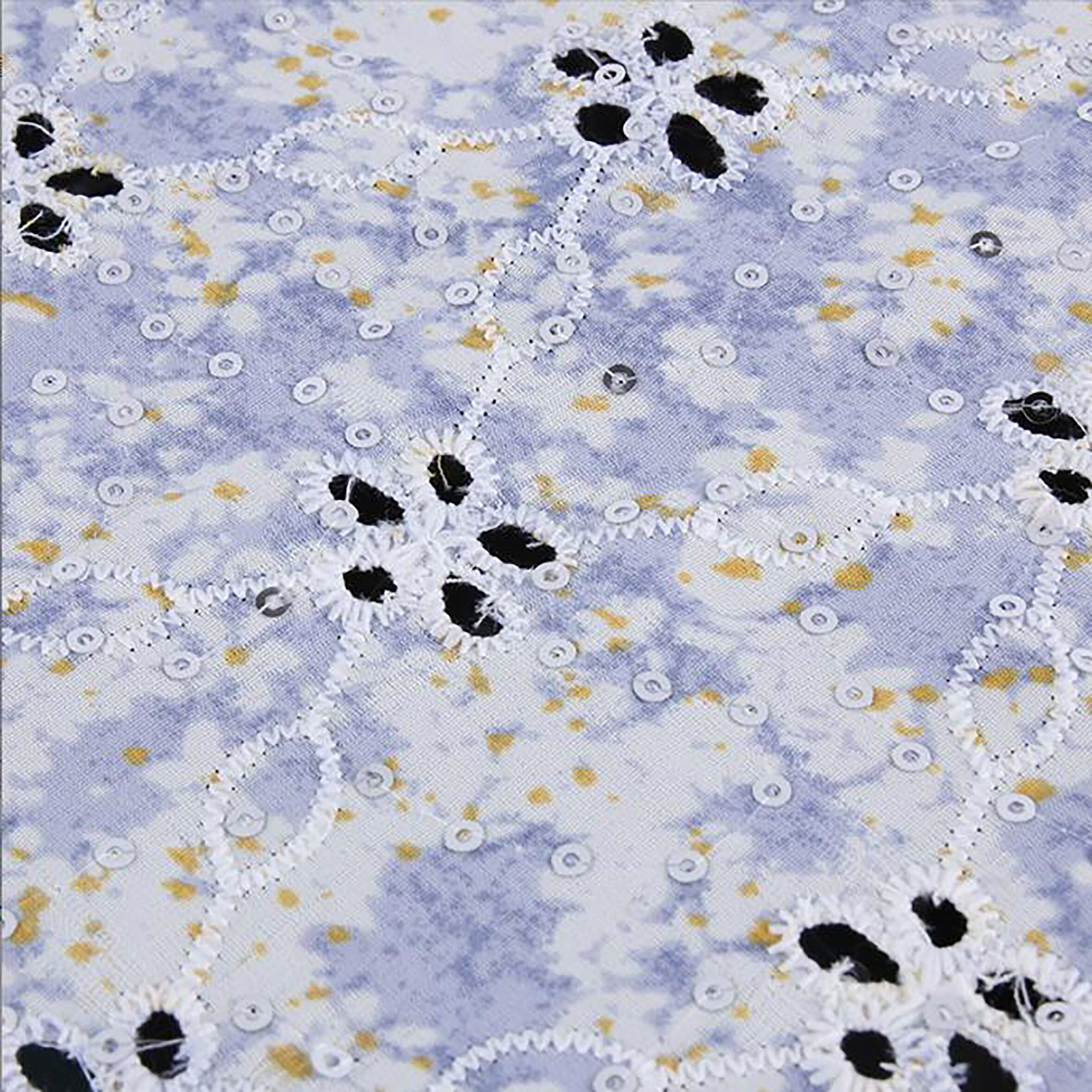 3 Crafts Chiffon Floral Print Fabric With Embroidered Flower, Chiffon ...