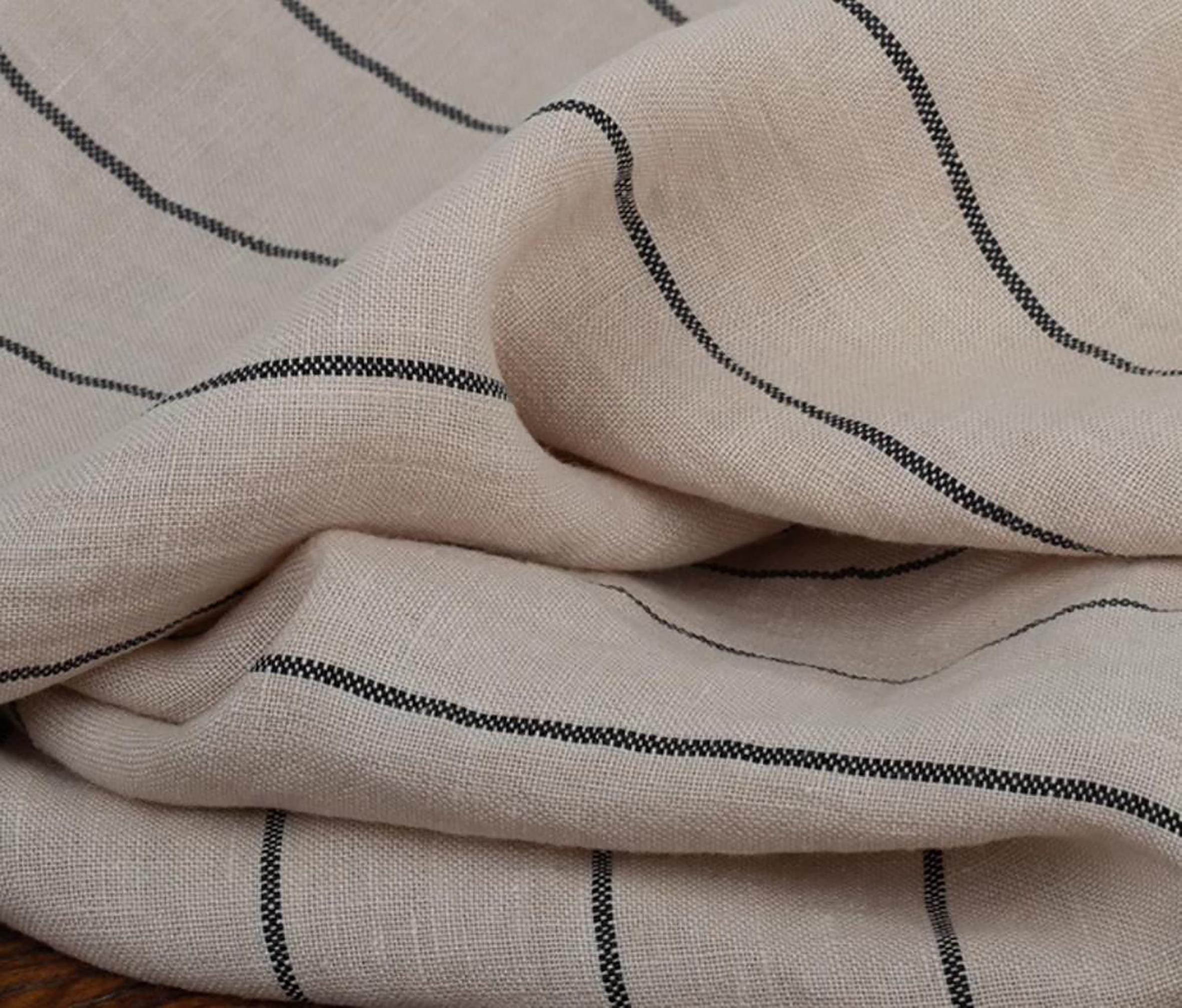 Yarn-dyed Striped Linen Fabric: Sand Washed Flax Material - Etsy