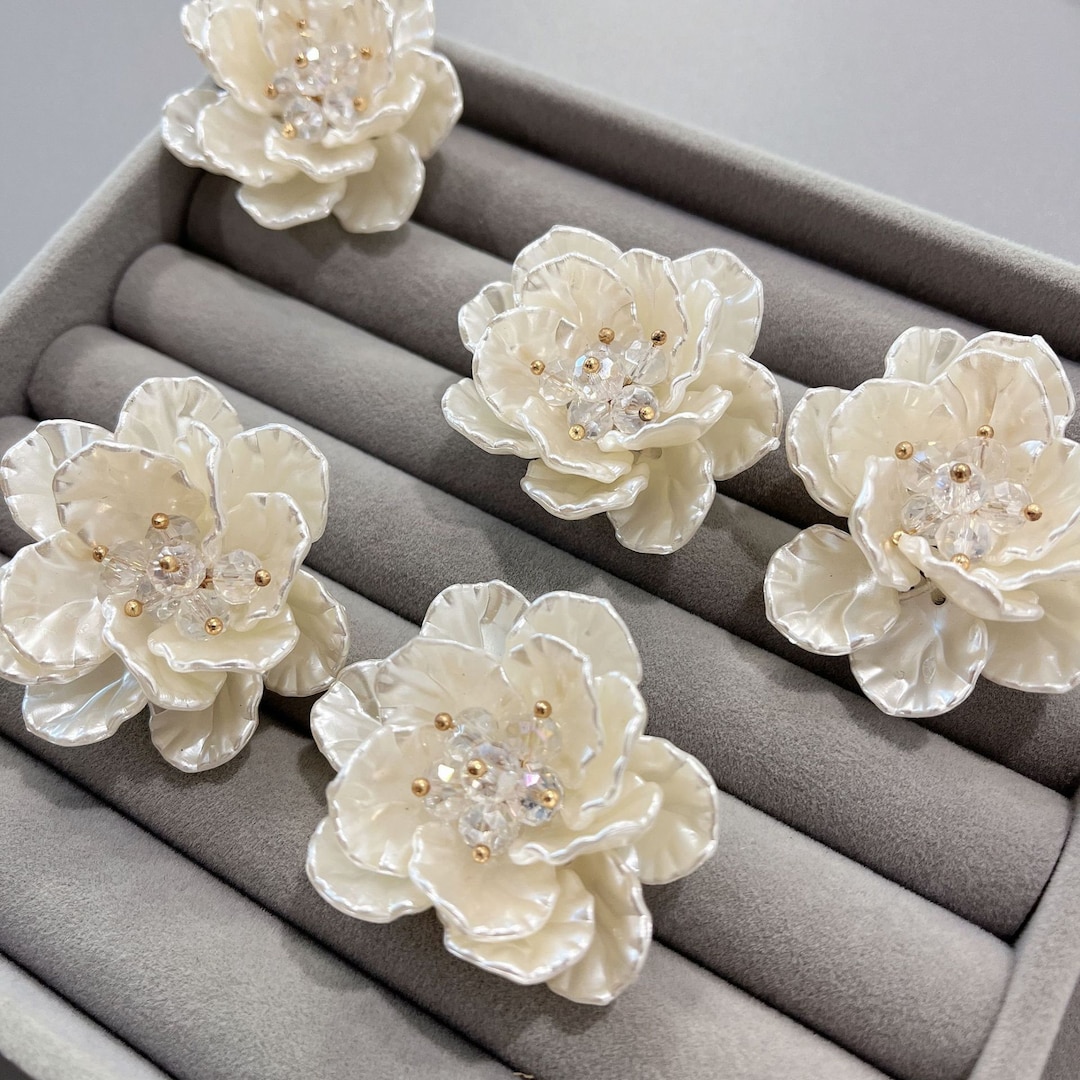 3D Beaded Camellia ，flowers Applique,rhinestone Pearls Applique Patch ...