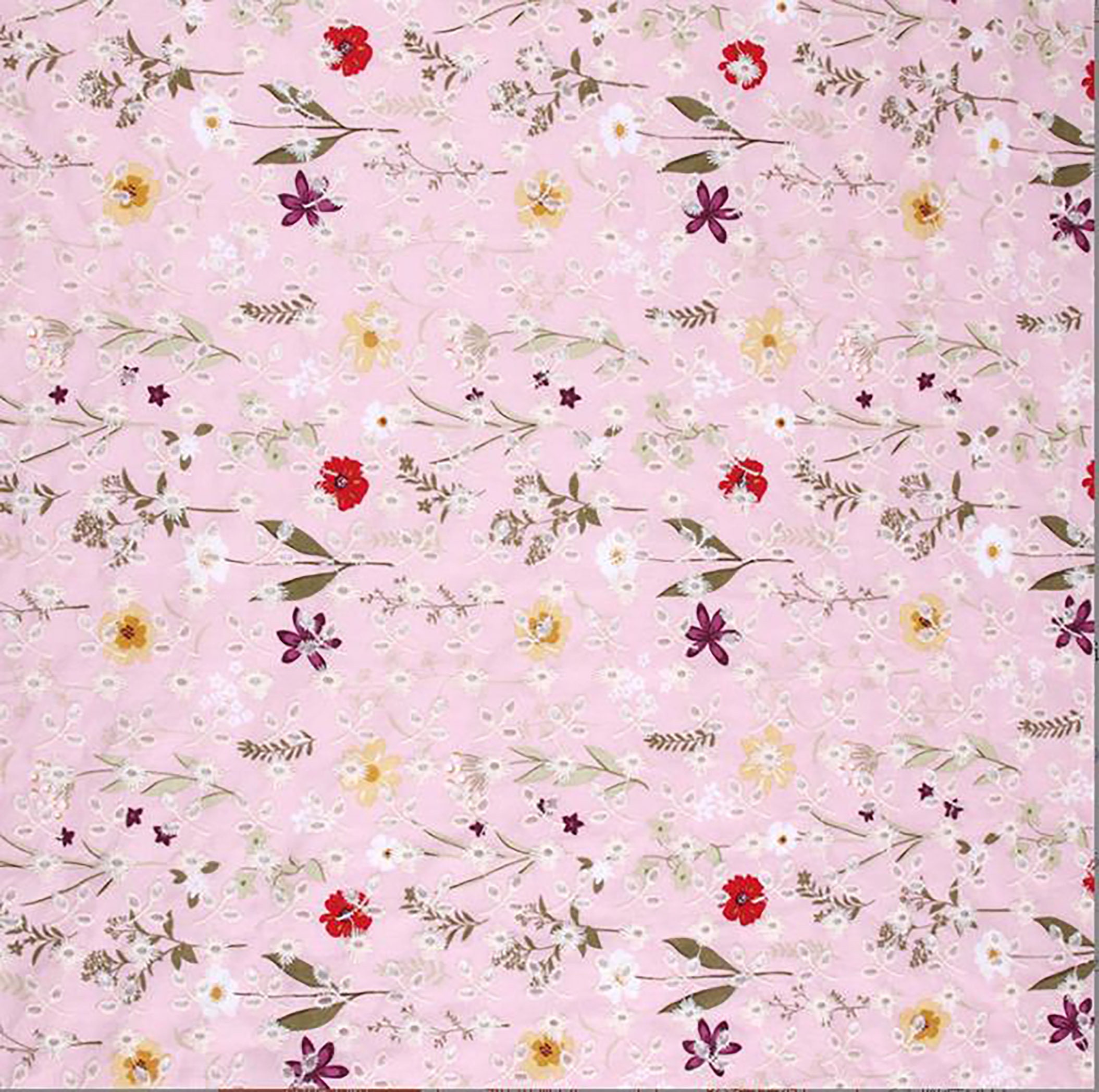 3 Colors，floral Printed Fabric Embroidery, Eyelet Embroidery Fabric ...