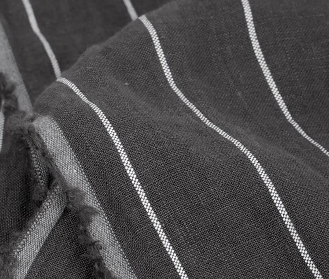 Yarn-dyed Striped Linen Fabric: Sand Washed Flax Material - Etsy
