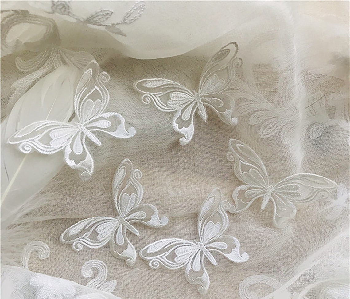 10 Pcs Organza Embroidered Butterfly, Butterfly Embroidered Patch, Lace ...