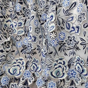 Heavy Industry Blue Flower Embroidered Lace, 3D Flower Embroidered Mesh ...