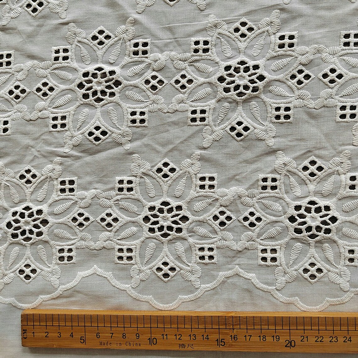 Whitecotton Eyelet Flower Fabric Flower Fabric Embroidery - Etsy