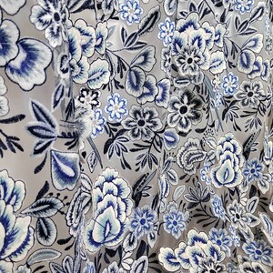 Heavy Industry Blue Flower Embroidered Lace, 3D Flower Embroidered Mesh ...