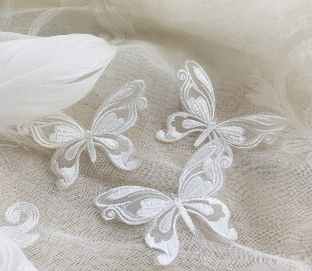 10 Pcs Organza Embroidered Butterfly, Butterfly Embroidered Patch, Lace ...