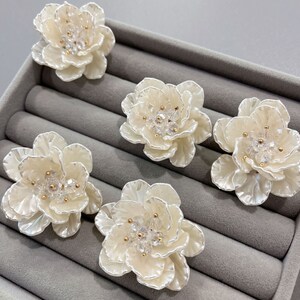 3D Beaded Camellia ，flowers Applique,rhinestone Pearls Applique Patch ...