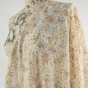 A Delicate Chiffon Floral Print Fabric Embroidery，chiffon Eyelet Lace ...