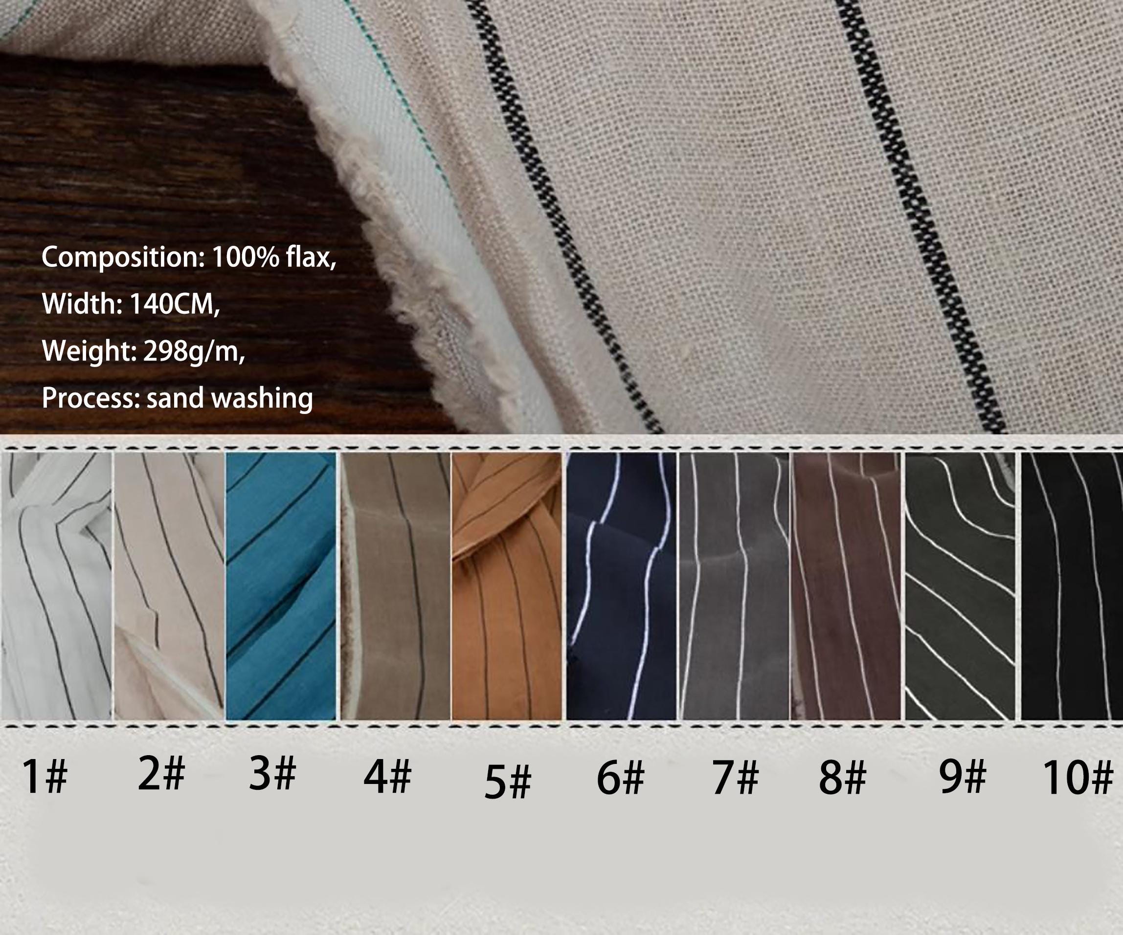 Yarn-dyed Striped Linen Fabric: Sand Washed Flax Material - Etsy
