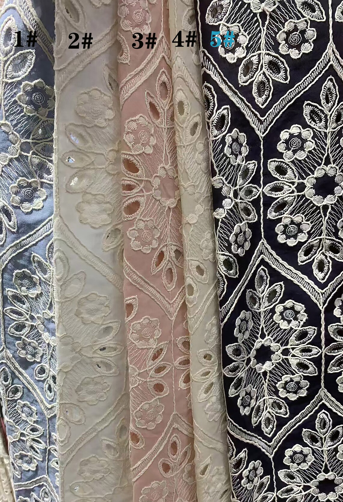 5 Colorseyelet Scallop Border Fabric Embroidered Cotton Lacehandmade ...