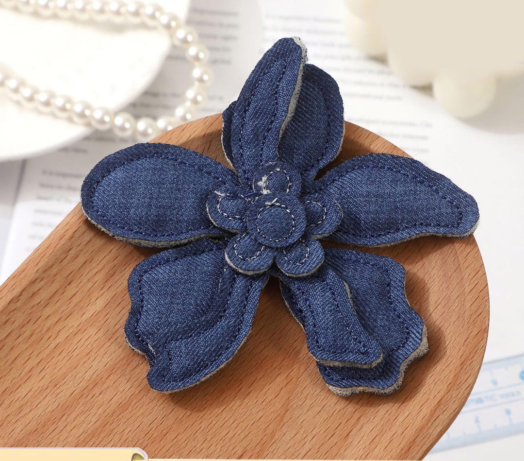 Denim Flower Applique: Blue Fabric Embellishment, DIY Crafts - Etsy