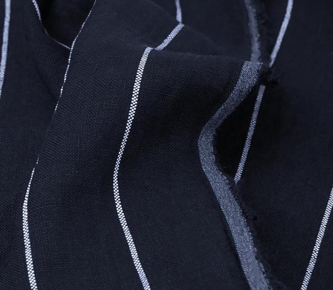 Yarn-dyed Striped Linen Fabric: Sand Washed Flax Material - Etsy