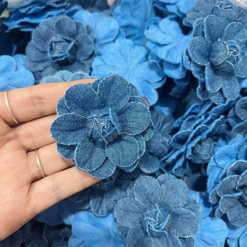 Denim Flower Applique: DIY Clothing, Bags, Shoes Decoration - Etsy