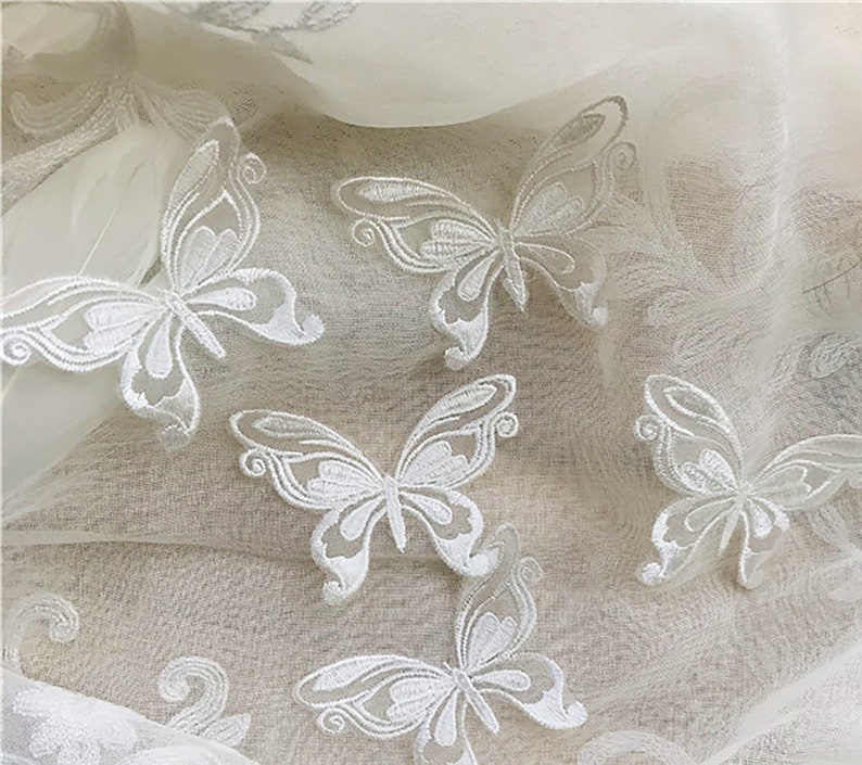 10 Pcs Organza Embroidered Butterfly, Butterfly Embroidered Patch, Lace ...
