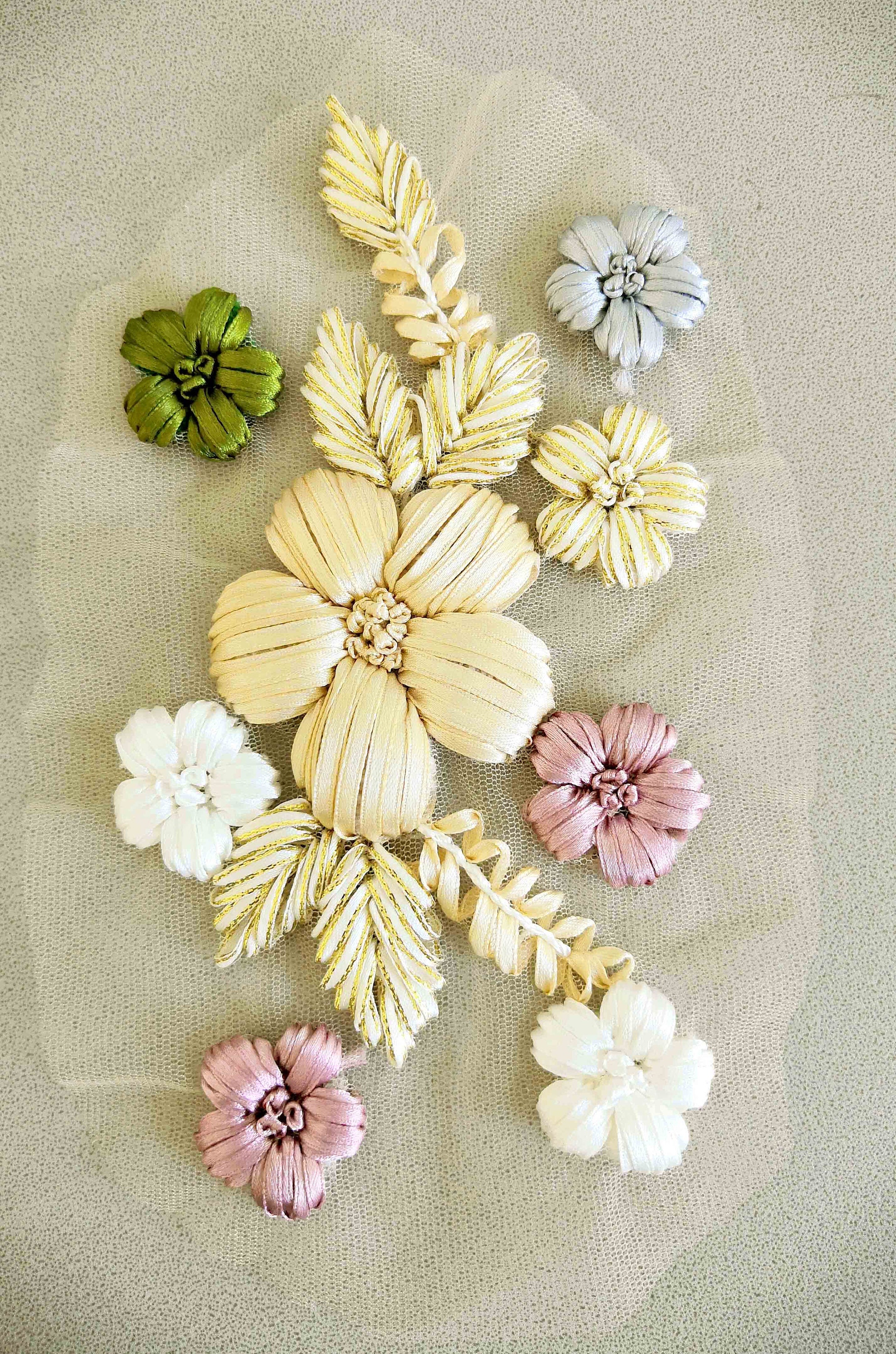 Handmade 3D Flower Ribbon Applique3d Flower Tulle Applique - Etsy