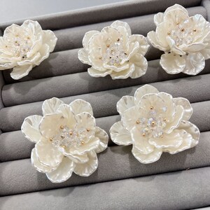 3D Beaded Camellia ，flowers Applique,rhinestone Pearls Applique Patch ...