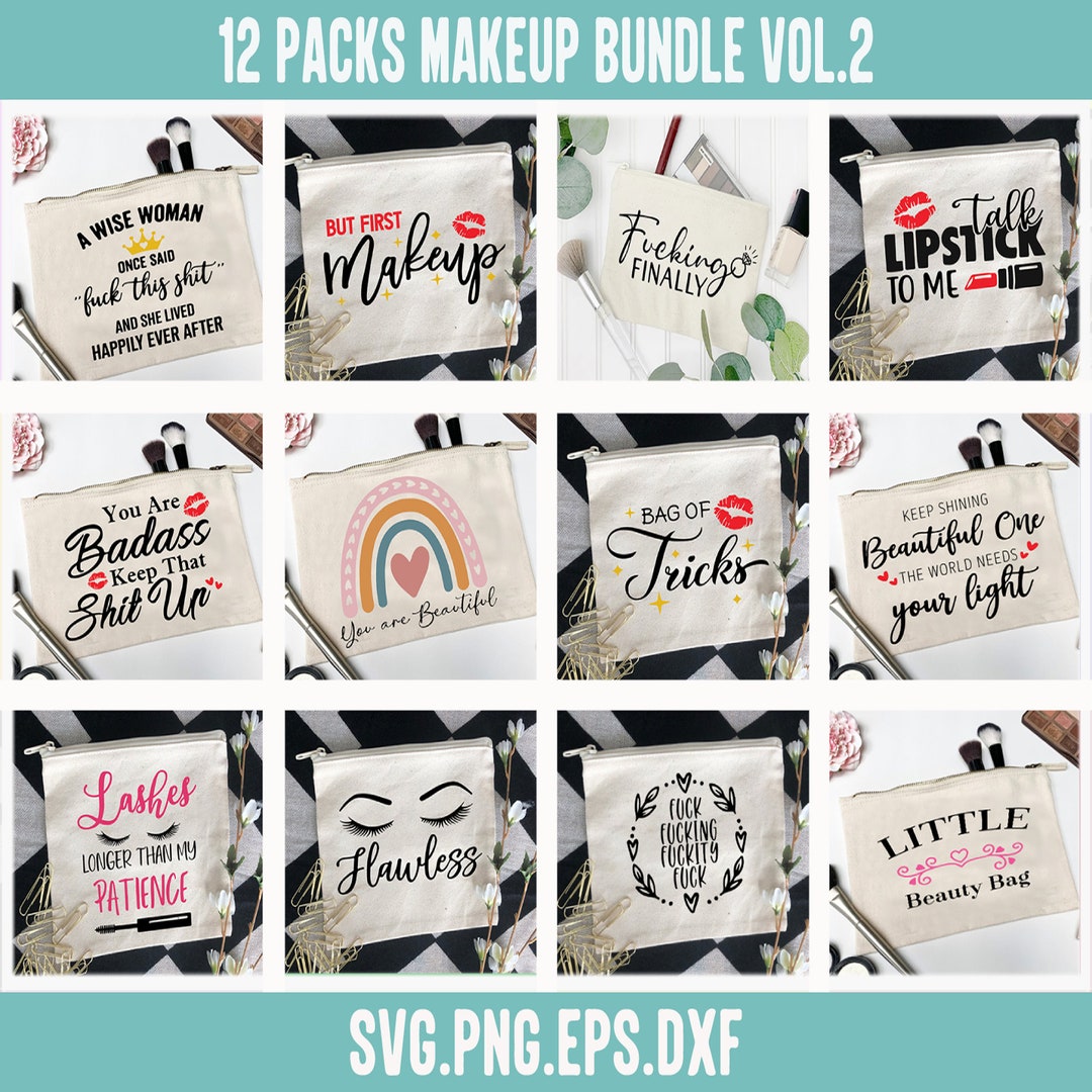 Makeup Bag Svg, Makeup Bundle Svg, Canvas Bag Svg, Cosmetic Bag Svg ...