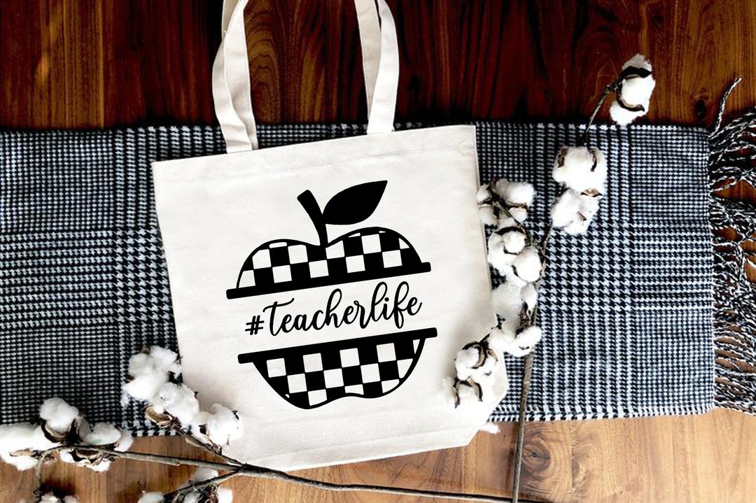 Apple Split Monogram Svg, Checkered Apple Svg, Teacher Life Svg, Apple ...